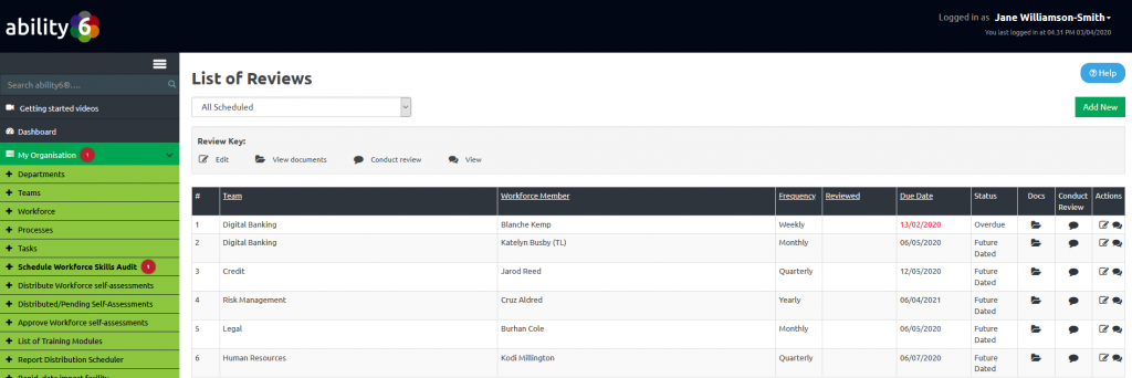 Skills Audit Scheduler Ability6®